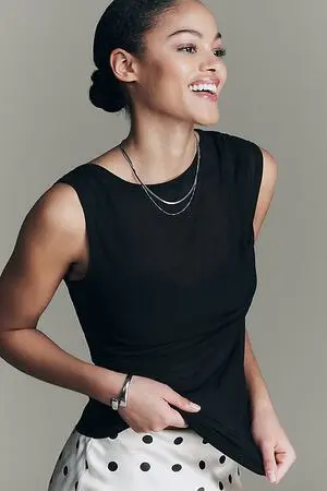 Maeve Sleeveless Twist Sweater Tank Top - Black
