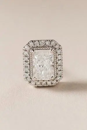 FINE DIAMONDS BY ANTHROPOLOGIE Emerald-cut Halo Diamond Stud Earrings