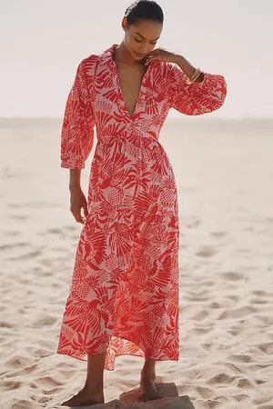 CELANDINE Carolita Printed Tiered Shirt Dress - Pink Pattern