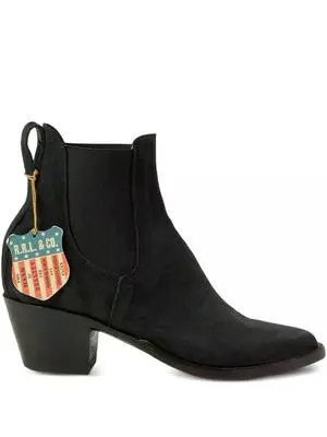 Ralph Lauren 50mm Almond-toe Leather Boots - Black