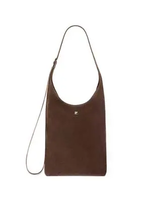 COURREGES Large Melt Suede Shoulder Bag - Brown