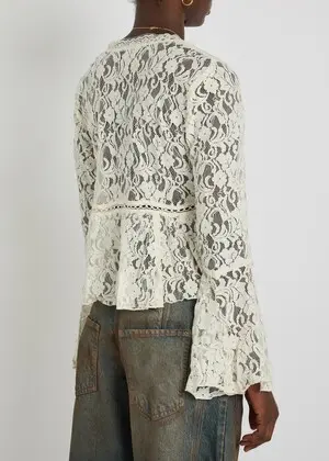 Free People Whispering Love Lace Cropped Blouse