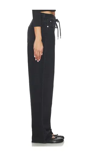 GRLFRND Bella Low Rise Boyfriend Drawstring Jeans - Black
