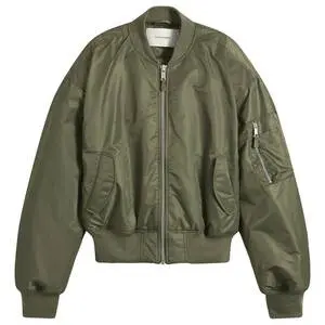 ENTIRE STUDIOS Cropped Broad Bomber Jacket - Khaki