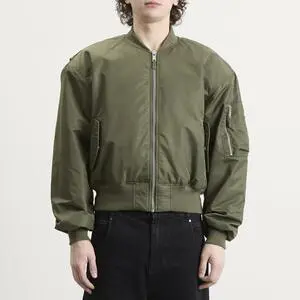 ENTIRE STUDIOS Cropped Broad Bomber Jacket - Khaki