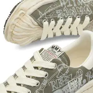 Mihara Yasuhiro Blakey Graffiti Print Canvas Sneakers - Green