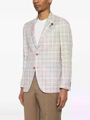 LARDINI Check-pattern Blazer - Neutrals