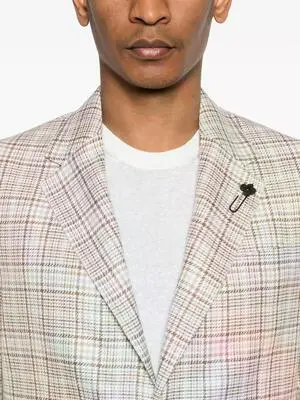 LARDINI Check-pattern Blazer - Neutrals