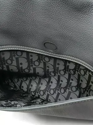 Dior Saddle Leather Messenger Bag - Grey