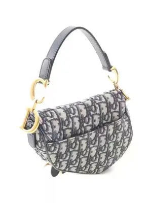 Dior Mini Saddle Oblique Jacquard Handbag - Blue