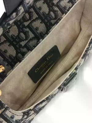 Dior Mini Saddle Oblique Jacquard Handbag - Blue