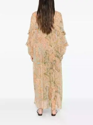 Zimmermann Luna Flutter Ruffled Paisley Dress - Neutrals