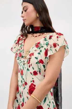 Rixo Floral Print Midi Dress