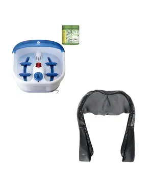 PURSONIC Ultimate Recovery Bundle: 3d Shiatsu Back Massager & Heated Foot Spa - White