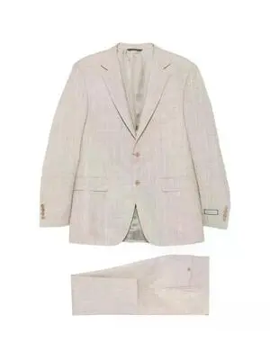 Canali Button Blazer Suit - Neutrals