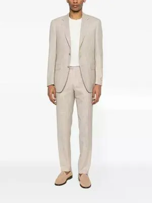 Canali Button Blazer Suit - Neutrals