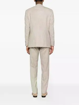 Canali Button Blazer Suit - Neutrals