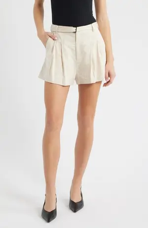 FRAME Striped Cotton-linen Blend Shorts