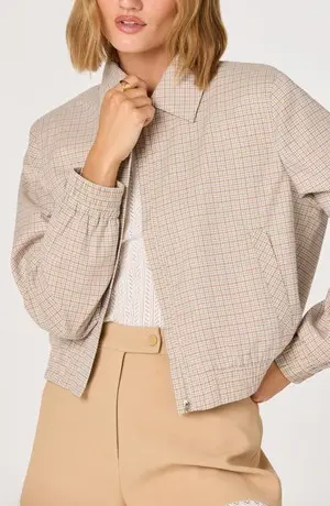 Astr The Label Reid Check Stretch Zip Jacket