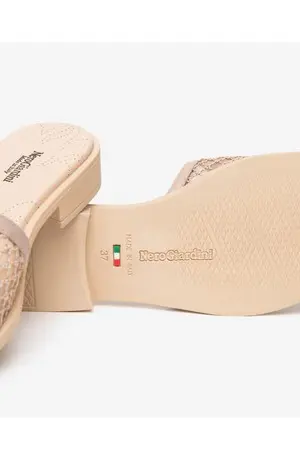 NEROGIARDINI Floral Embellished Slide Sandal - Rose