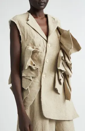 Comme Des Garçons Asymmetric Linen Canvas Vest