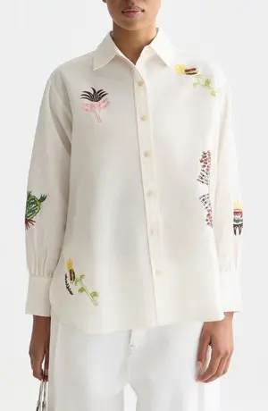 Scotch & Soda Embroidered Cotton & Linen Shirt