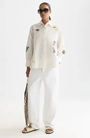 Scotch & Soda Embroidered Cotton & Linen Shirt
