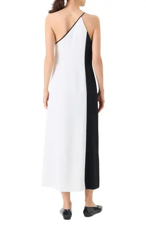 Akris High Plains Colorblock Crepe One-shoulder Dress