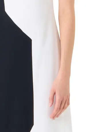 Akris High Plains Colorblock Crepe One-shoulder Dress