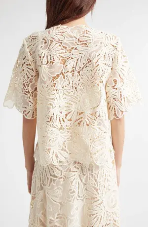 Ulla Johnson Dua Sheer Lace Top - Chalk