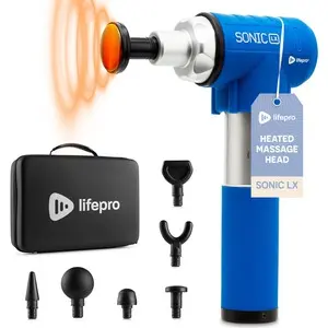 LIFEPRO Sonic Lx Heated Deep Tissue Massage Gun Portable Handheld Percussion Massager - Blue