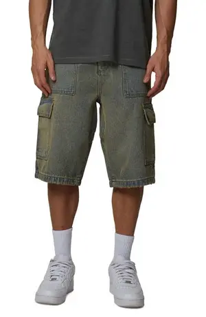 GOOD FOR NOTHING Cargo Baggy Denim Shorts - Blue