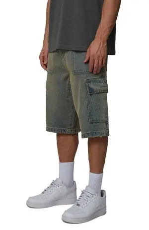 GOOD FOR NOTHING Cargo Baggy Denim Shorts - Blue