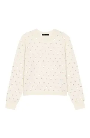 Maje Rhinestone-embellished Wool Blend Cardigan
