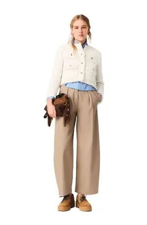 Maje Short Tweed Jacket - Ecru
