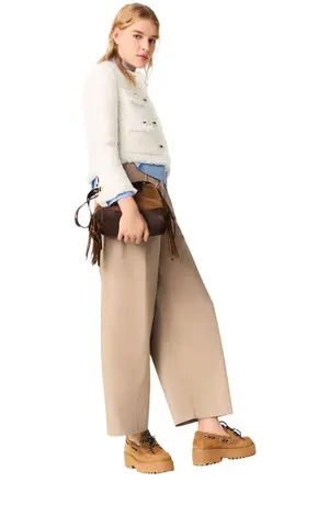 Maje Short Tweed Jacket - Ecru