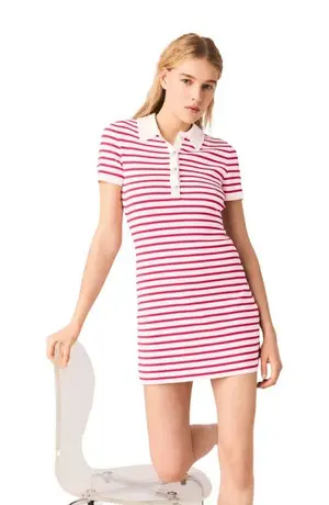 Maje Striped Polo Knit Dress - Red