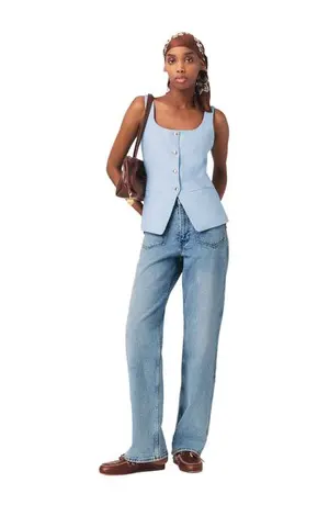 Maje Long Tailored Waistcoat - Blue Sky