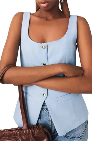 Maje Long Tailored Waistcoat - Blue Sky