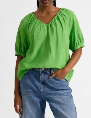 ALBARAY Air Flow V-neck Gathered Top