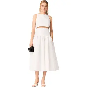 Maje Jewelled Collar Taffeta Crop Top - White
