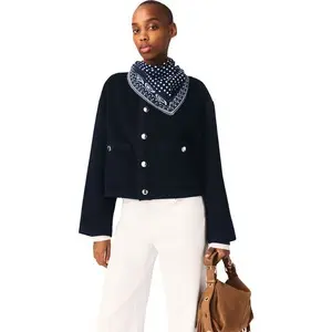 Maje Double-faced Jacket With Braided Trim - Navy