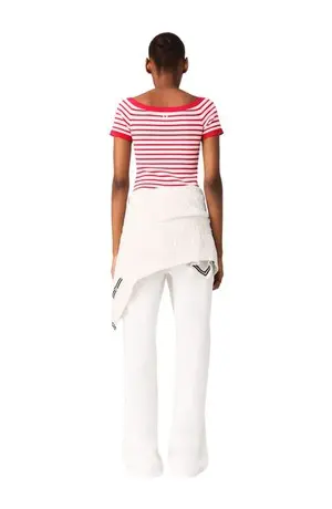Maje Striped Knit Top With Boat Neck - Red