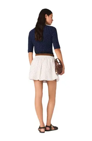 Maje Rhinestone Embellished Short-sleeve Sweater - Navy