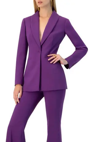 IVONNE Shawl Collar Single-breasted Blazer - Purple