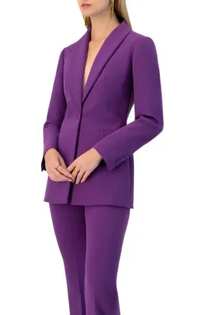 IVONNE Shawl Collar Single-breasted Blazer - Purple