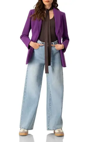 IVONNE Shawl Collar Single-breasted Blazer - Purple