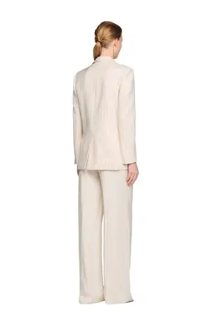 Sandro Striped Tailored Jacket - Ecru/silver