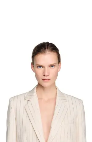 Sandro Striped Tailored Jacket - Ecru/silver