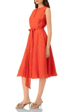IVONNE Midi A-line Dress With Stripes